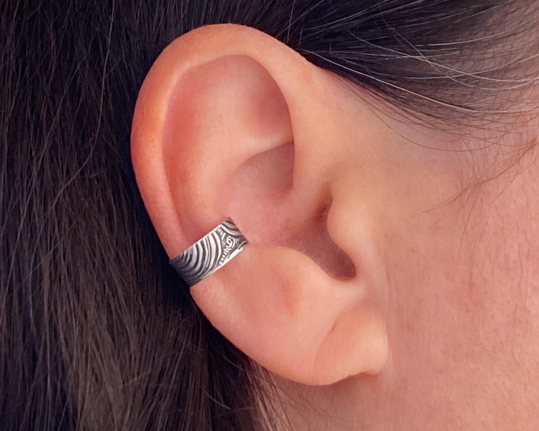Oxidized Sterling Silver Water Ripple Ear Cuff - No Piercing - Etsy