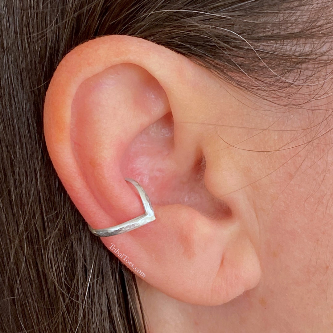 Ear Cuff Silver Chevron | Silver Ear Wrap | Cartilage Ear Cuff | Ear ...