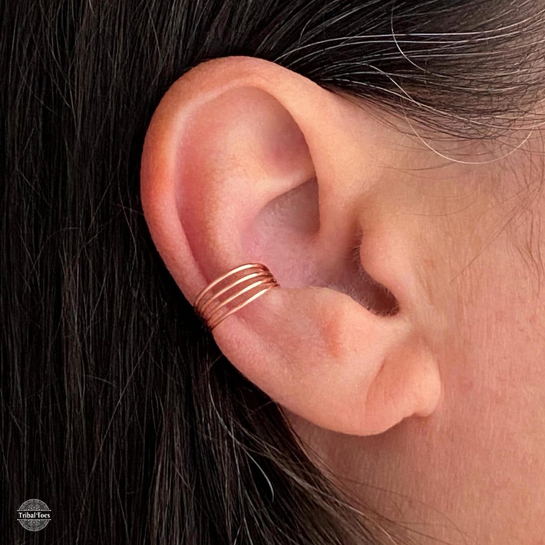 Rose Gold Multiple Band Ear Cuff – Adjustable 14K Gold-filled No ...