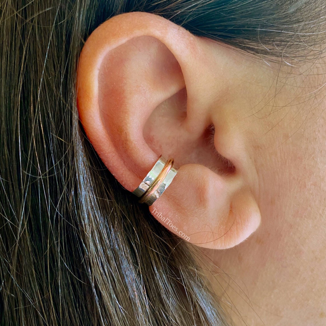 Mixed Metal Ear Cuff Silver Gold Ear Wrap Cartilage Ear | Etsy