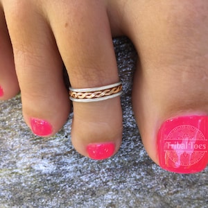 Mixed Metal Banded Braid Toe Ring for Woman | Sterling Silver 14k Gold Filled Toe Ring ...