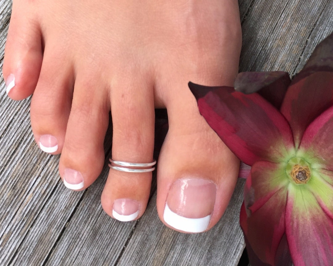 Toe Ring for Woman Sterling Silver Double Band Stacked Midi Pinky Ring ...