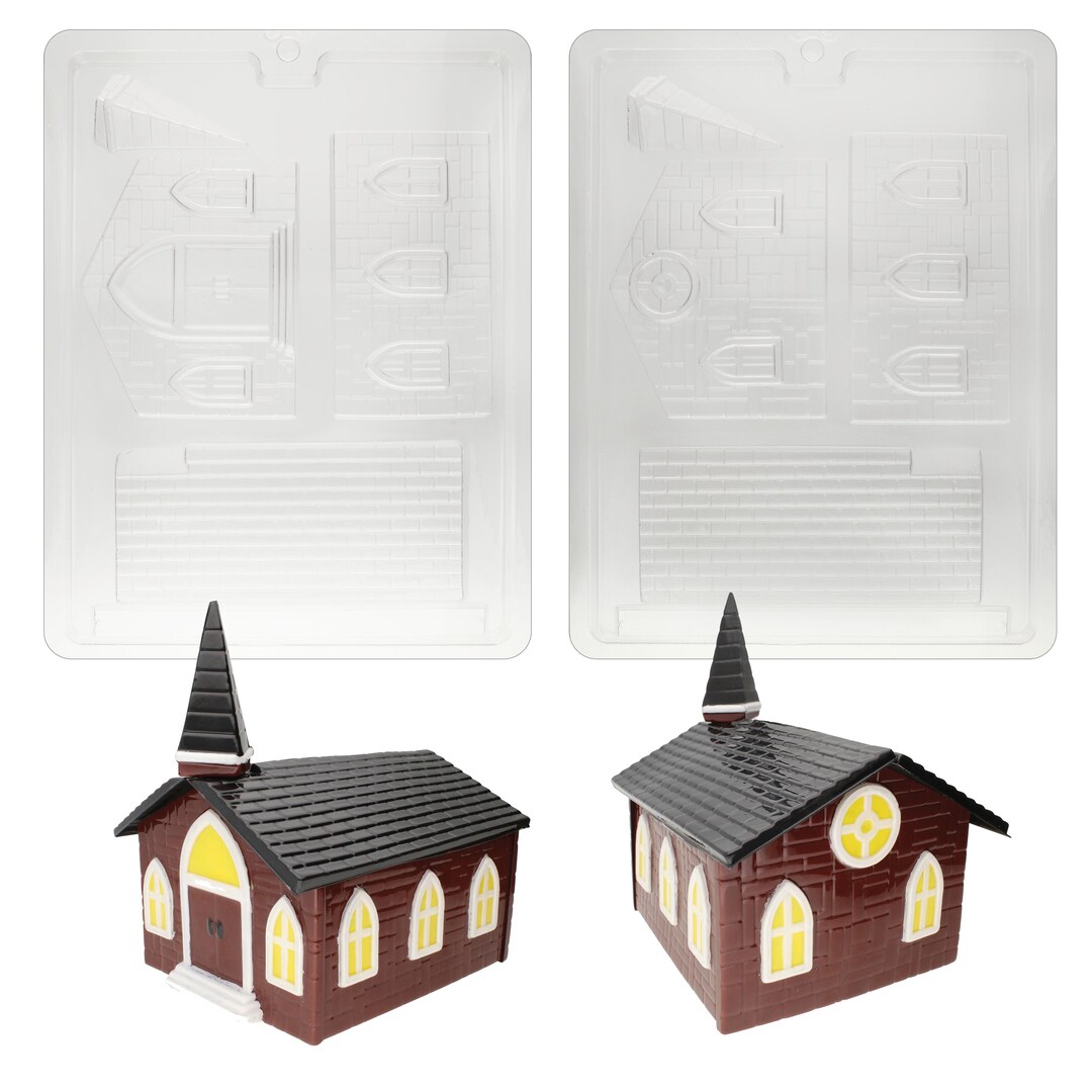 C057 2 Piece Mold Church Chocolate Candy, Plaster or Soap Mold - Etsy