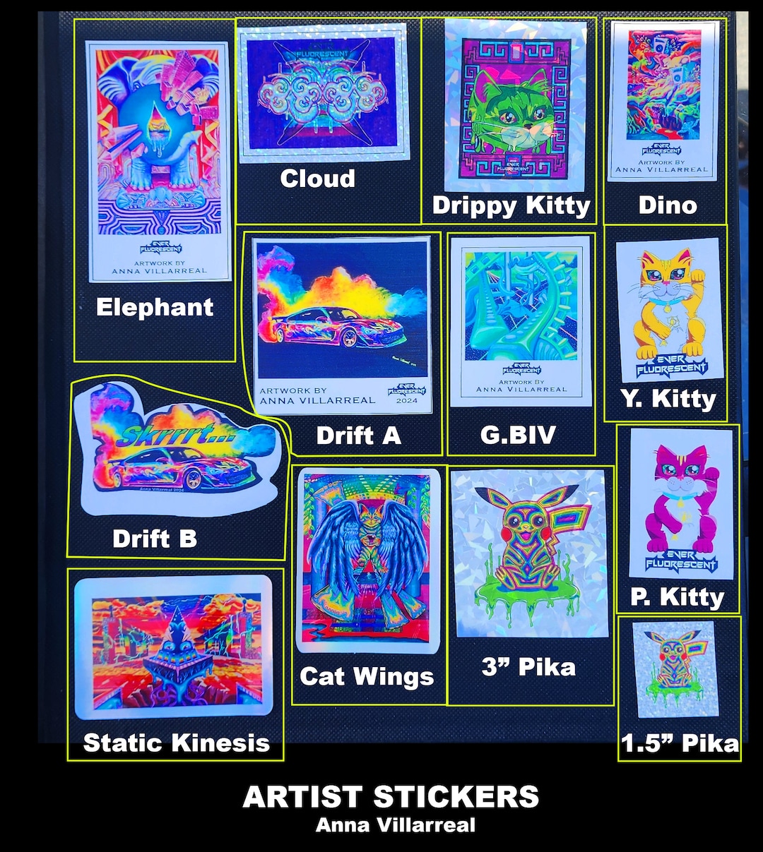 Stickers Anna Villarreal Ever Fluorescent Psychedelic Glow in the Dark ...