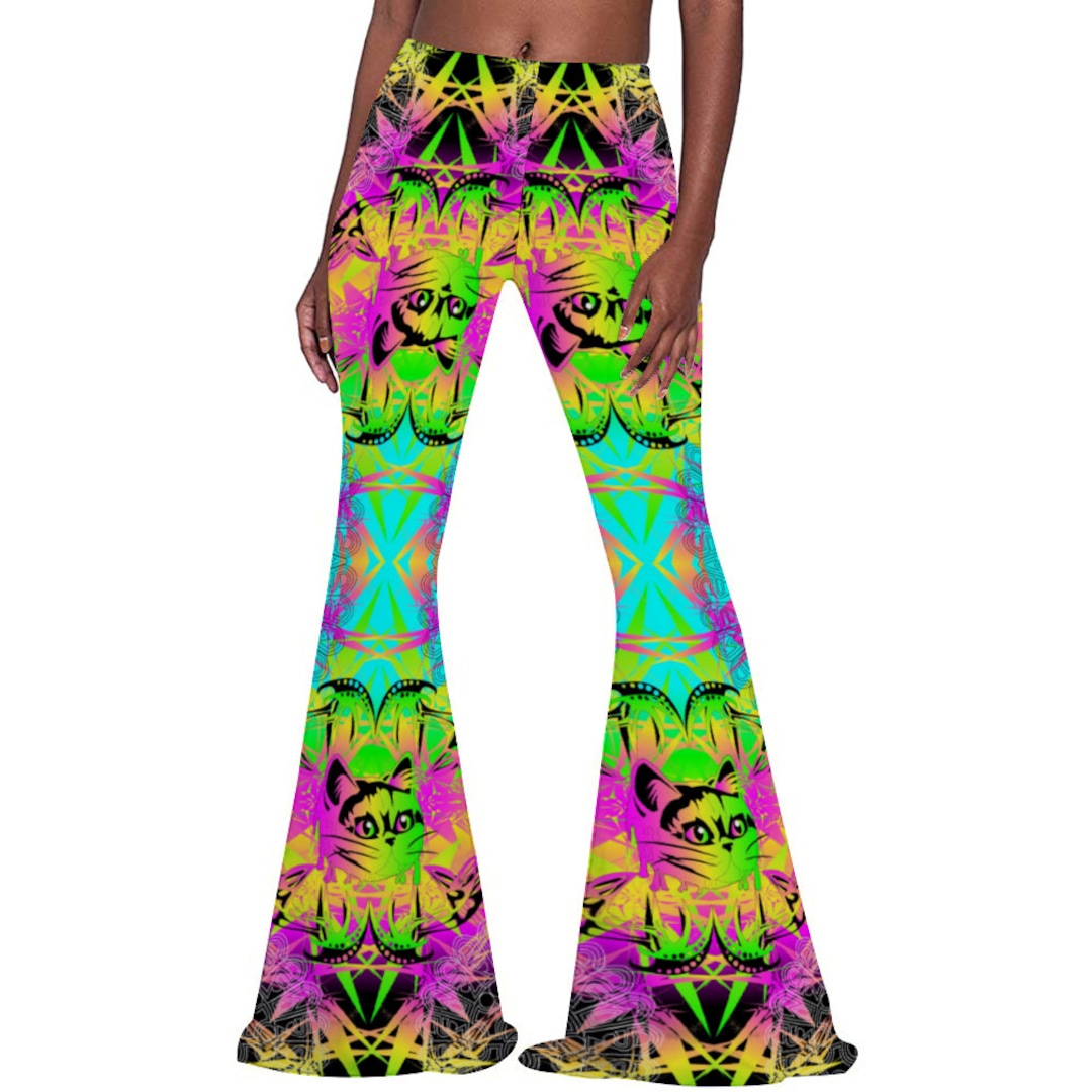 Stretch Bell Bottoms Drippy Kitty - Etsy