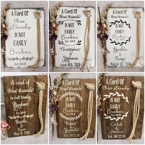 A Cord of Three Strands Wedding Sign - Etsy