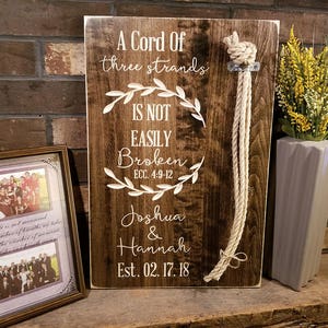 Cord of Three Strands Ceremony Braid Sign | Wedding Braid Sign ...