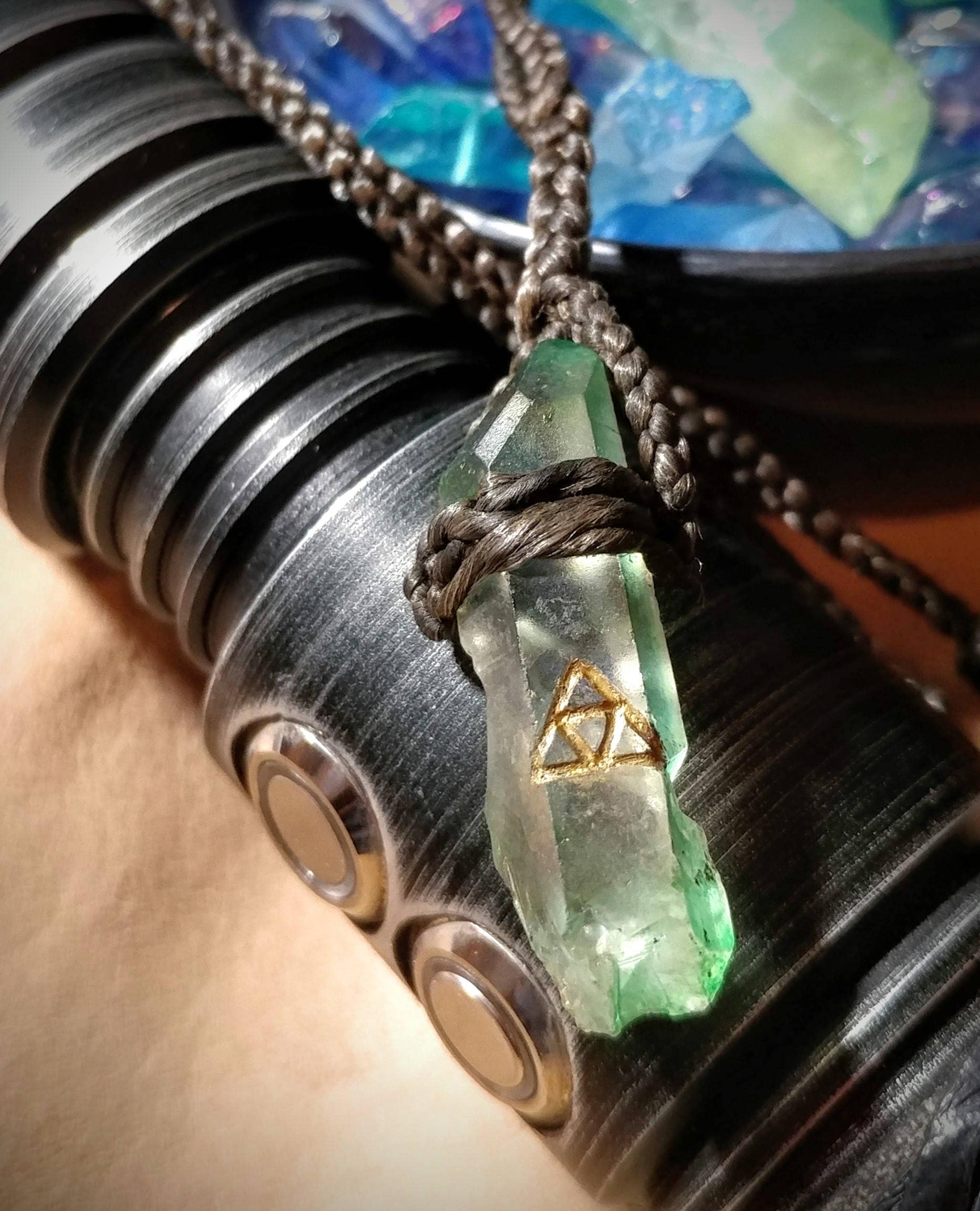 Custom Triforce Engraved Crystal Necklace | Etsy