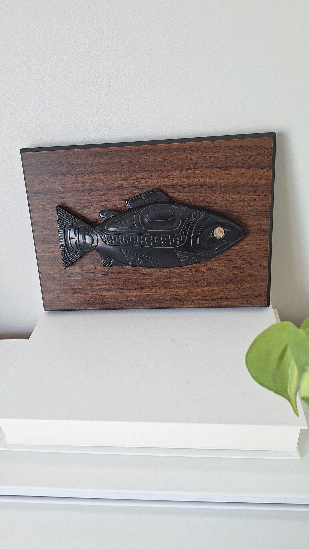 Vintage First Nations Fish Wall Hanging Art Pearlite Volcanic Glass ...