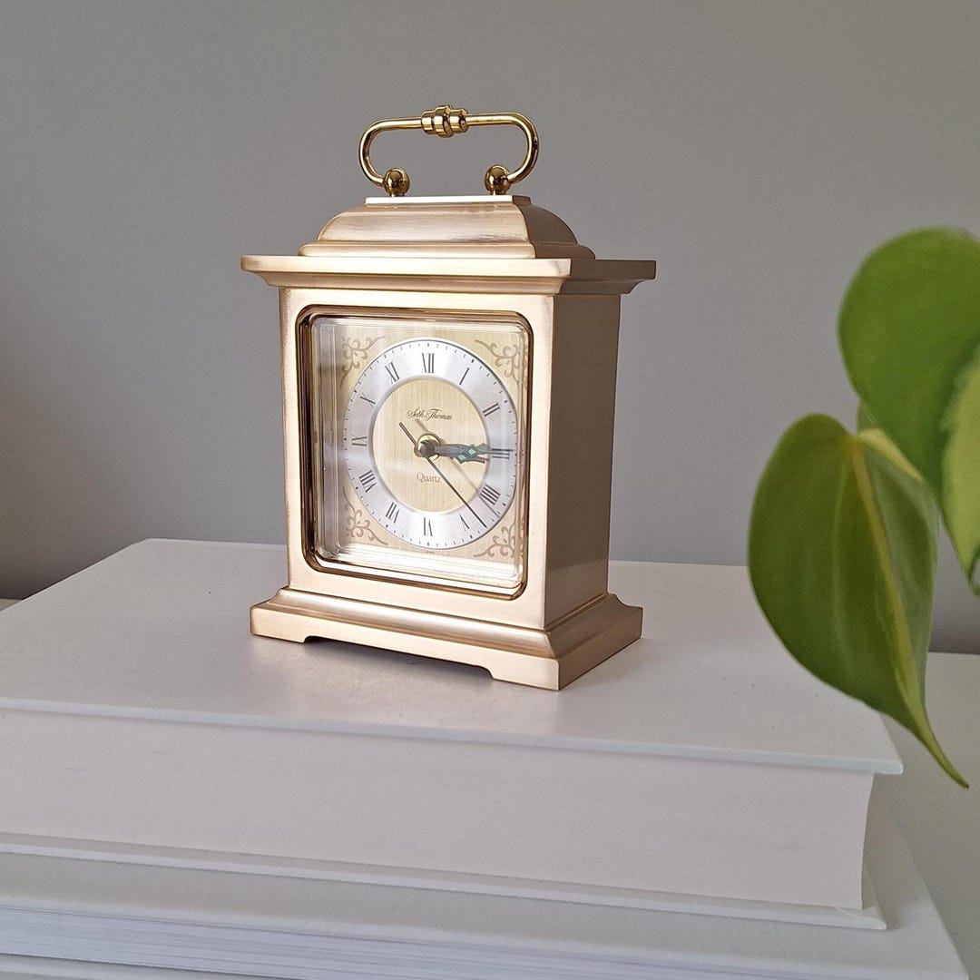 Vintage Brass Seth Thomas Carriage Alarm Clock Small | Mantle Clock ...