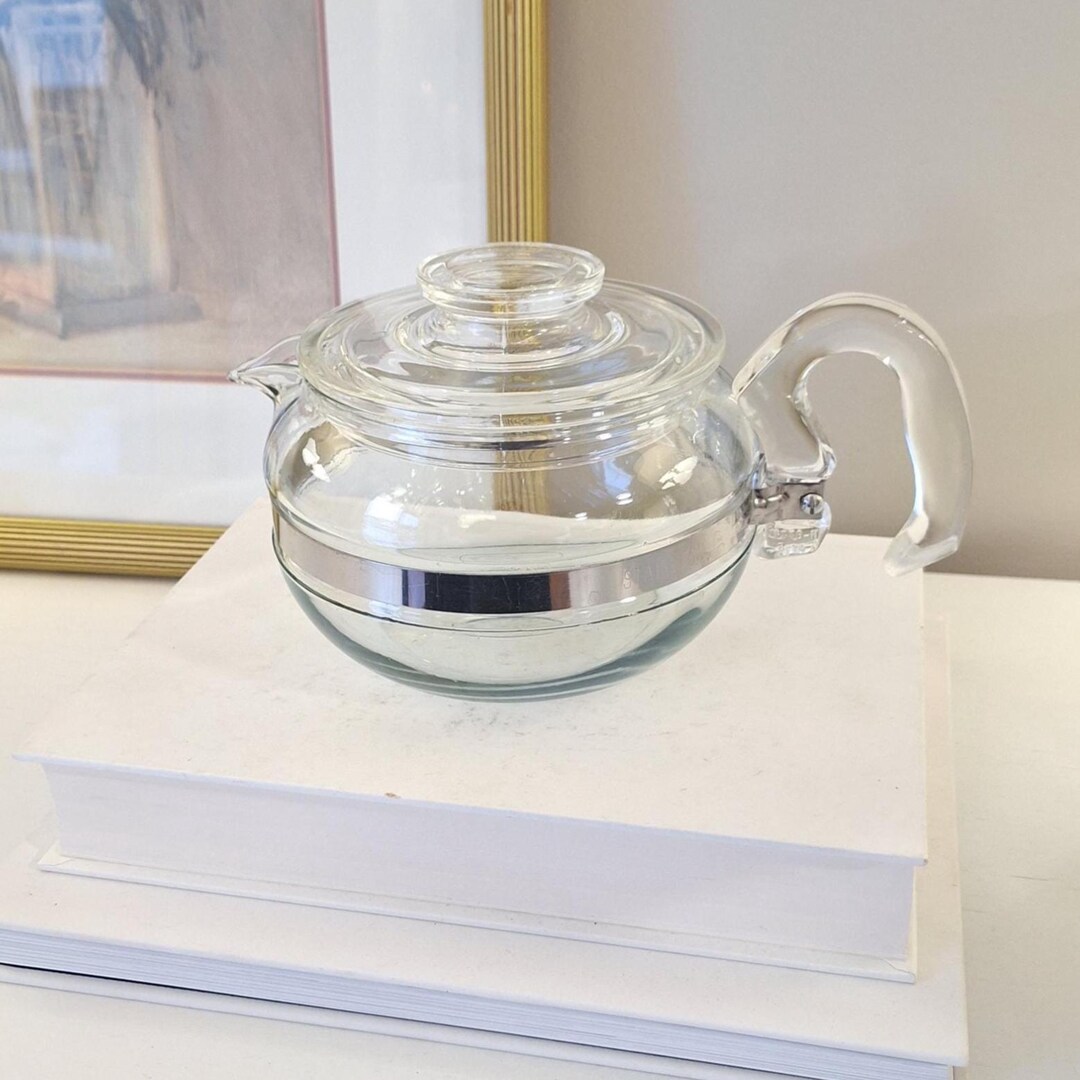 Vintage PYREX Flameware Glass Tea Pot Teapot 6 Cup Stove Top 8446B 8446 ...