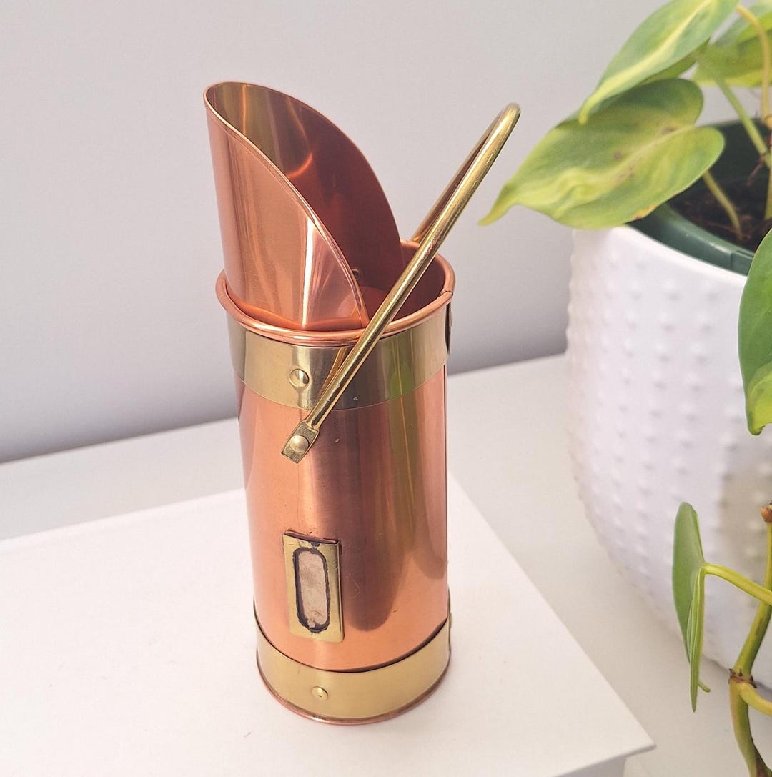 Vintage Brass & Copper Ash Bucket * Small * Coal Scuttle , Ash Scoop or ...