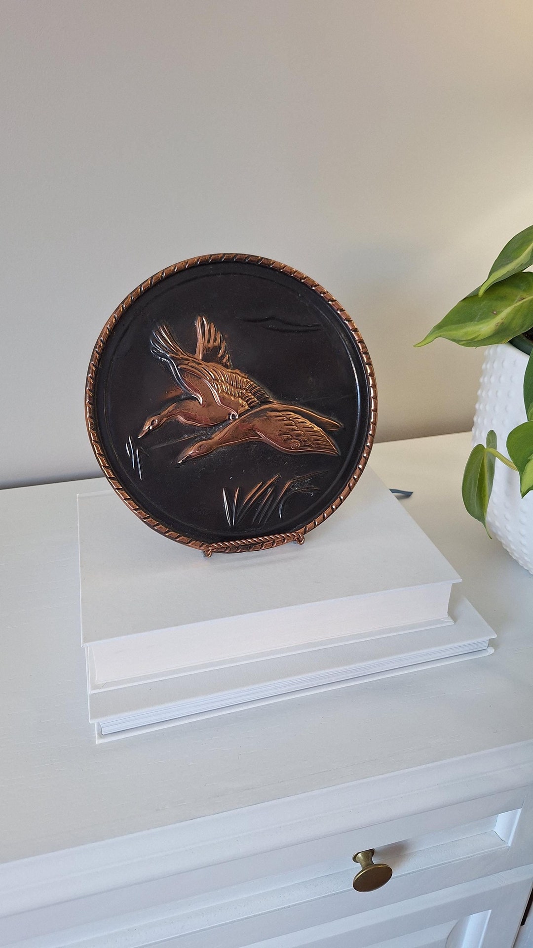 Vintage Canada Geese Bird Wall Plaque Metal Plate Wall Hanging Art Mid ...