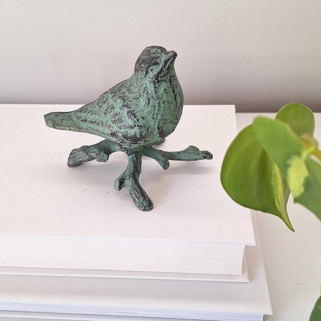 Cast Iron Metal Finch Bird Figurine Art Sculpture Statue - Vintage ...