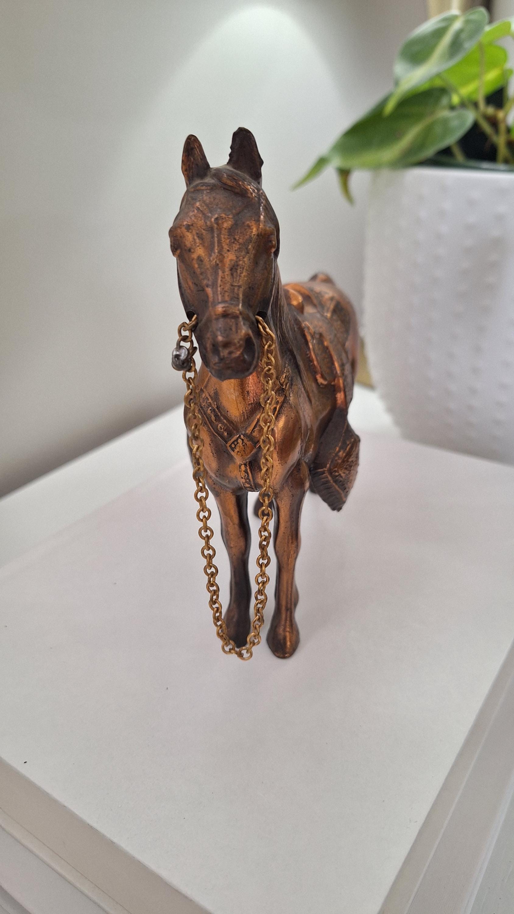 Vintage Cast Metal Bronze Copper Color Stunning Western Stallion Horse ...