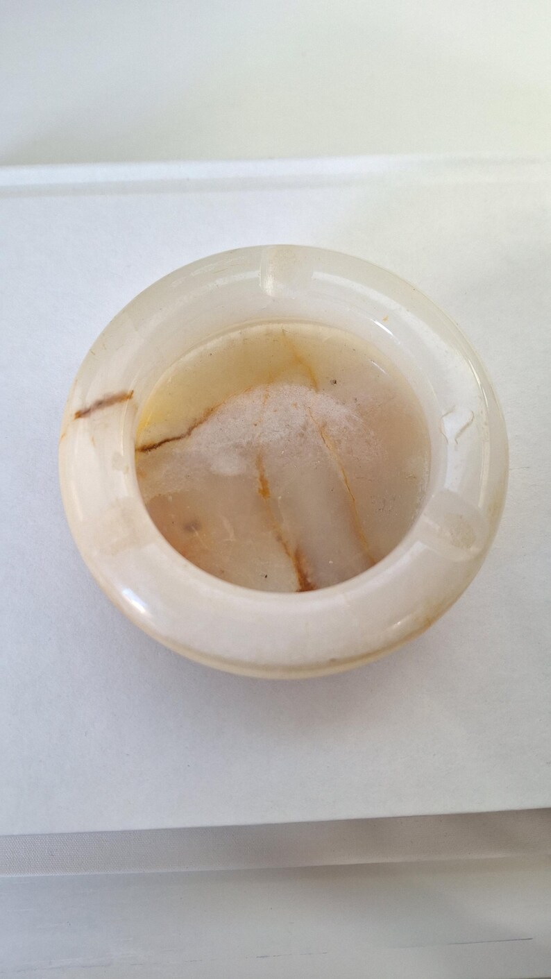 Vintage Modern Onyx Gemstone Ashtray, Smoking Cigarette Ashtray ...