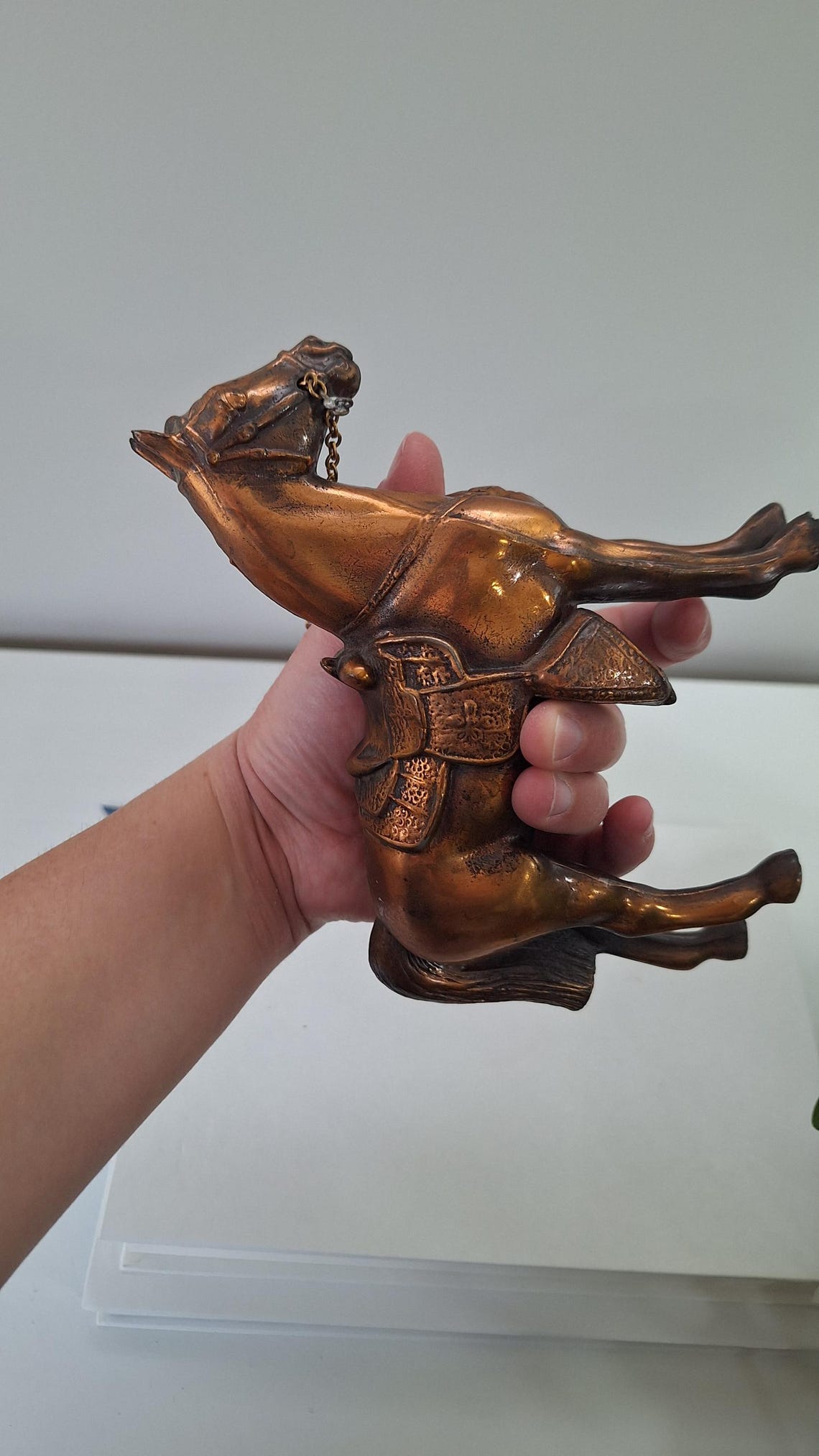 Vintage Cast Metal Bronze Copper Color Stunning Western Stallion Horse ...