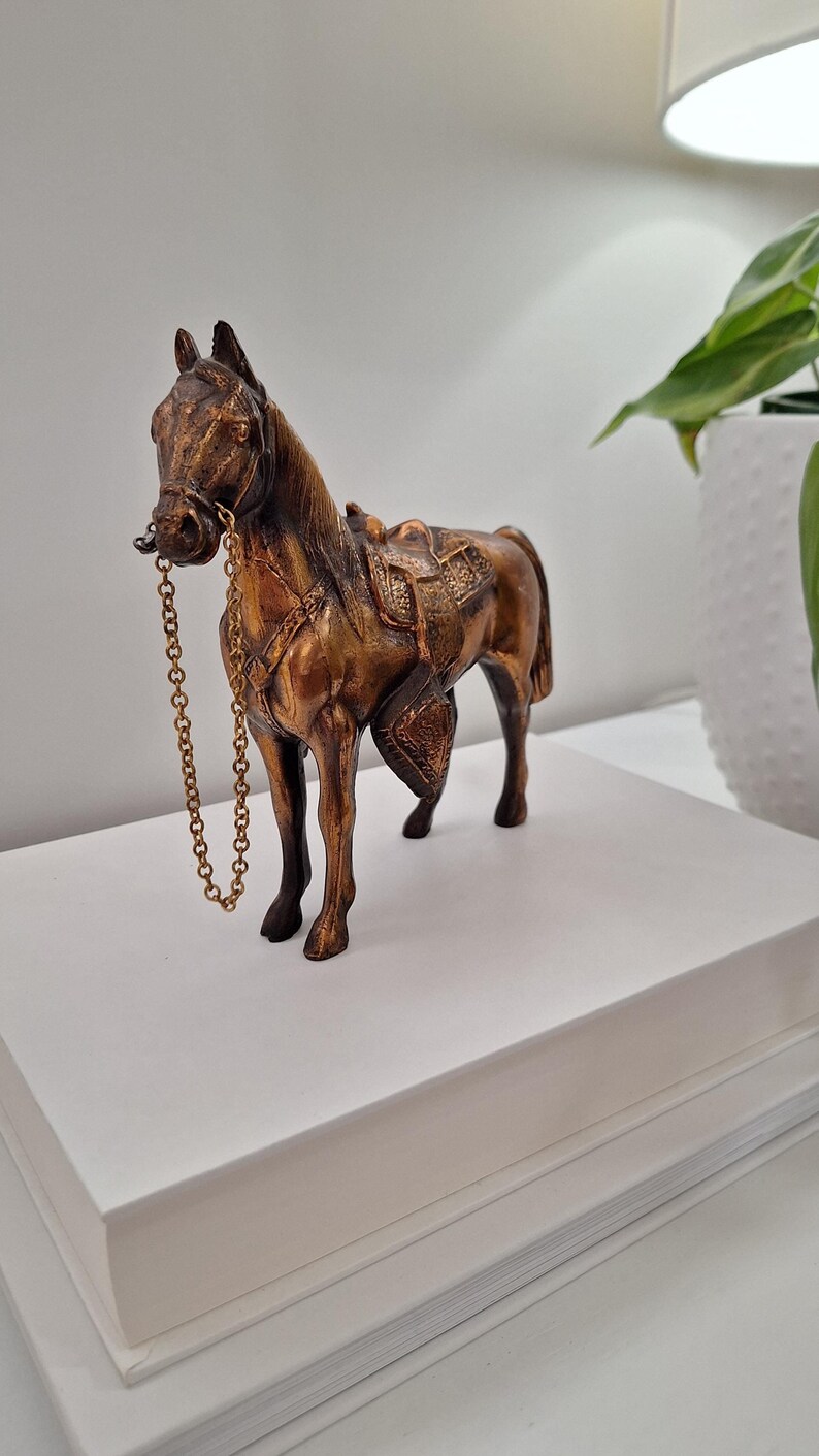 Vintage Cast Metal Bronze Copper Color Stunning Western Stallion Horse ...