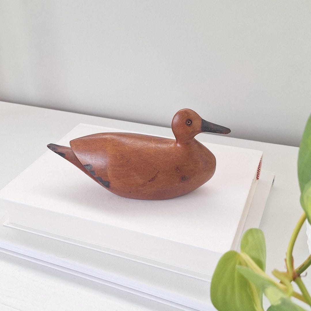 Vintage Wood Carved Duck or Loon Bird / Wooden Loon or Mallard Duck ...