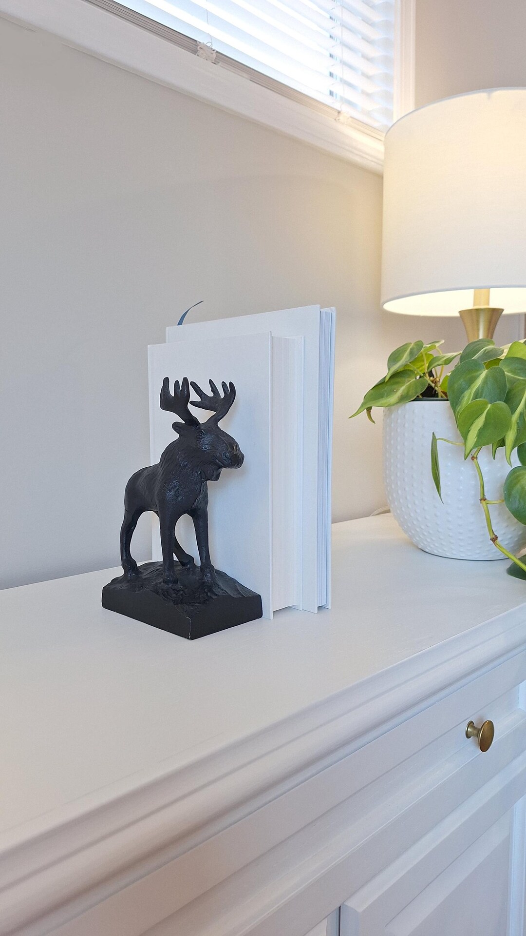 1 Moose Bookend / Statue Made of a Sturdy Metal possibly Cast Iron or ...