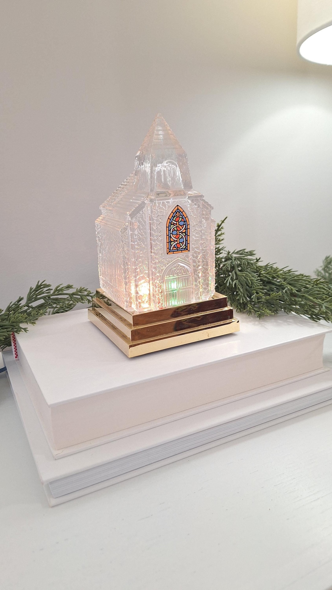 Vintage Christmas Village Glass Church avon Silent Night Crystal ...