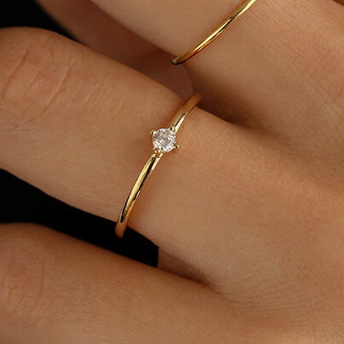 Womens Small Promise Ring Simple Promise Ring Dainty Gold | Etsy