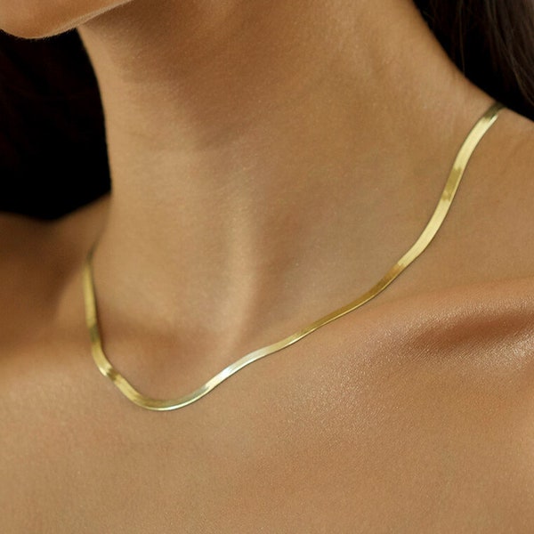 Flat Gold Necklace - Etsy