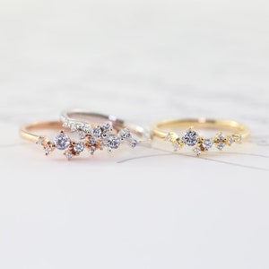 Dainty Scattered Ring, Sterling Silver, Rose Gold, 14K Vermeil, Unique ...