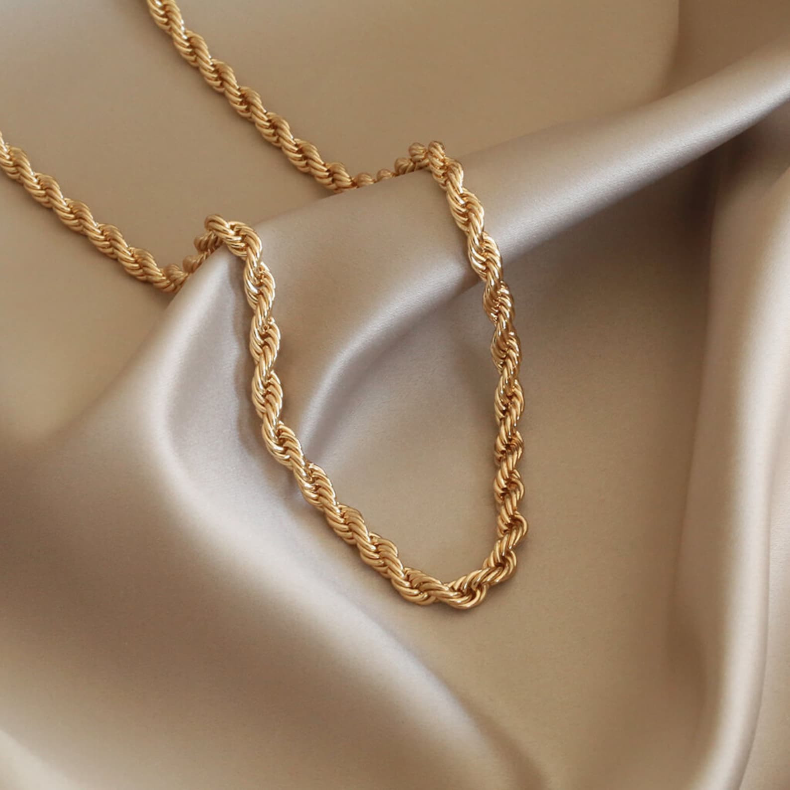 Rope Chain Necklace in Gold or Silver Classic Rope Chain - Etsy