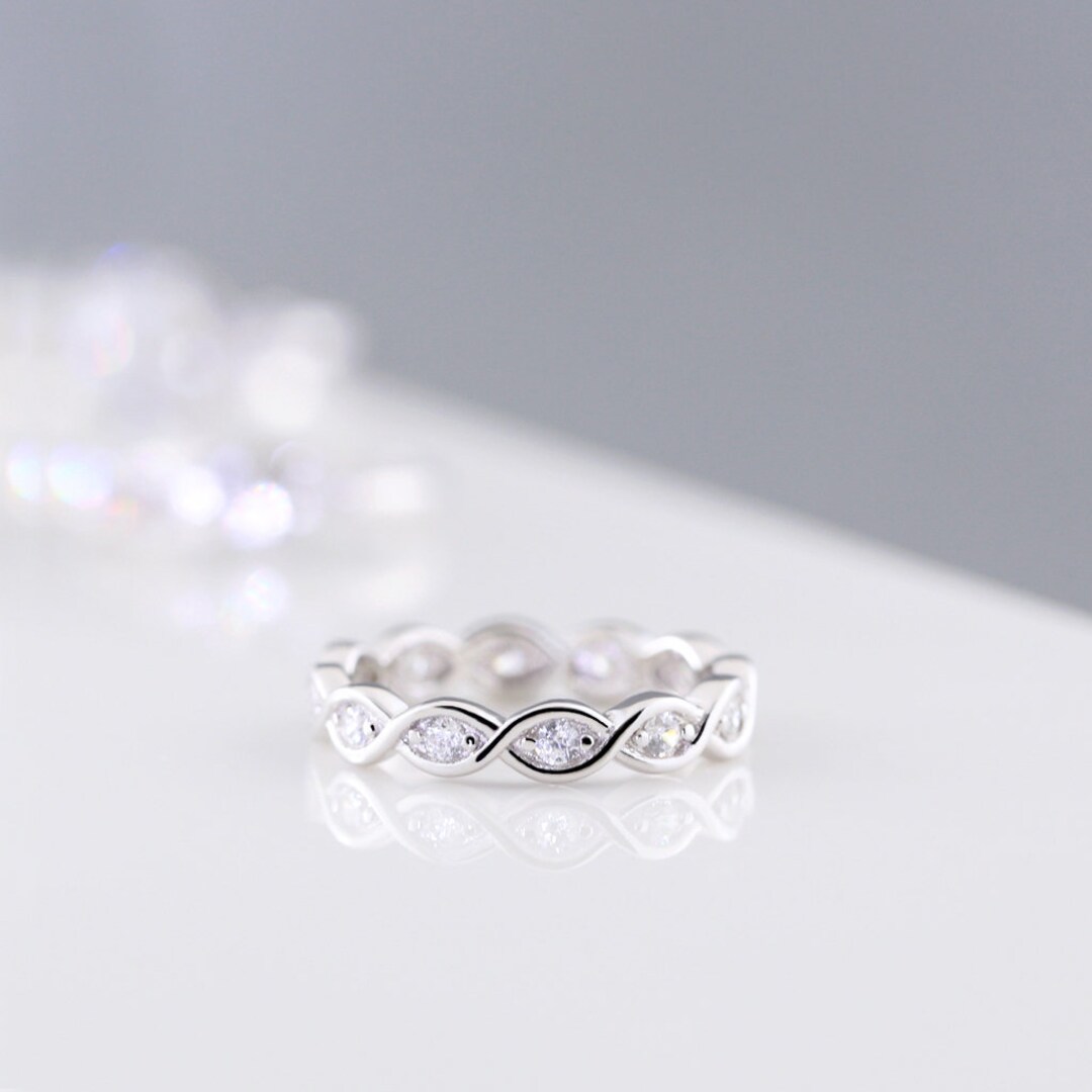 Infinity Ring, Art Deco Band, Full Eternity Band, Sterling Silver ...