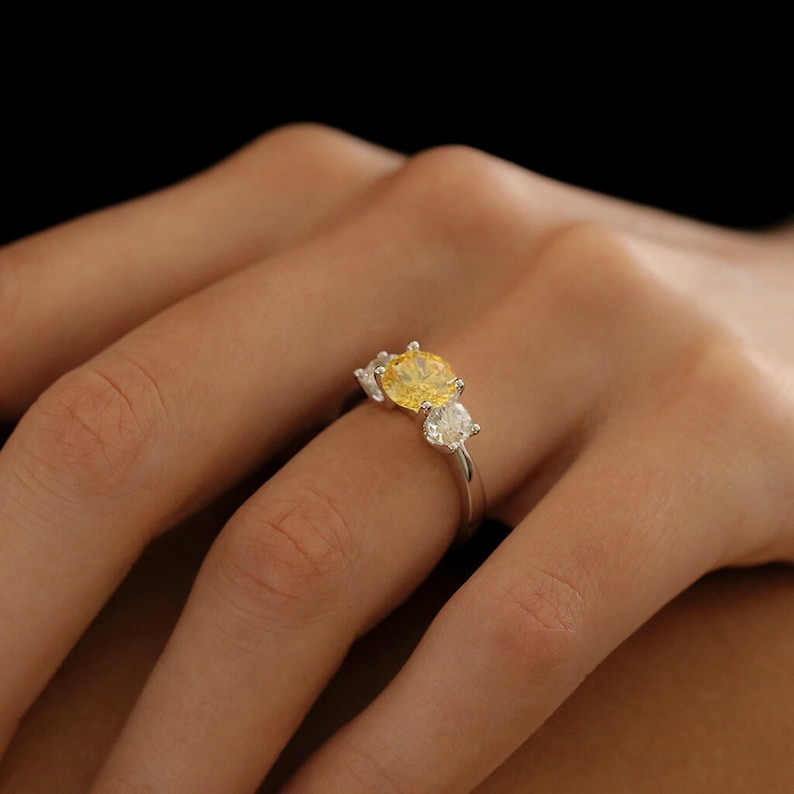 Canary Stone 3 Carat Sterling Ring Yellow Promise Engagement - Etsy Canada