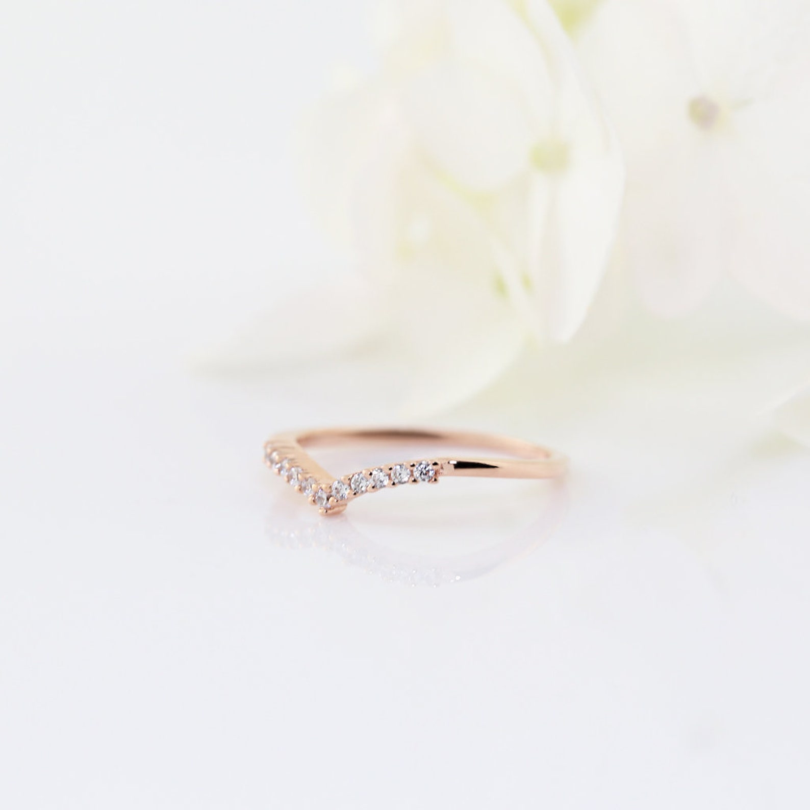 Delicate Chevron Ring Sterling Silver Rose Gold Gold - Etsy