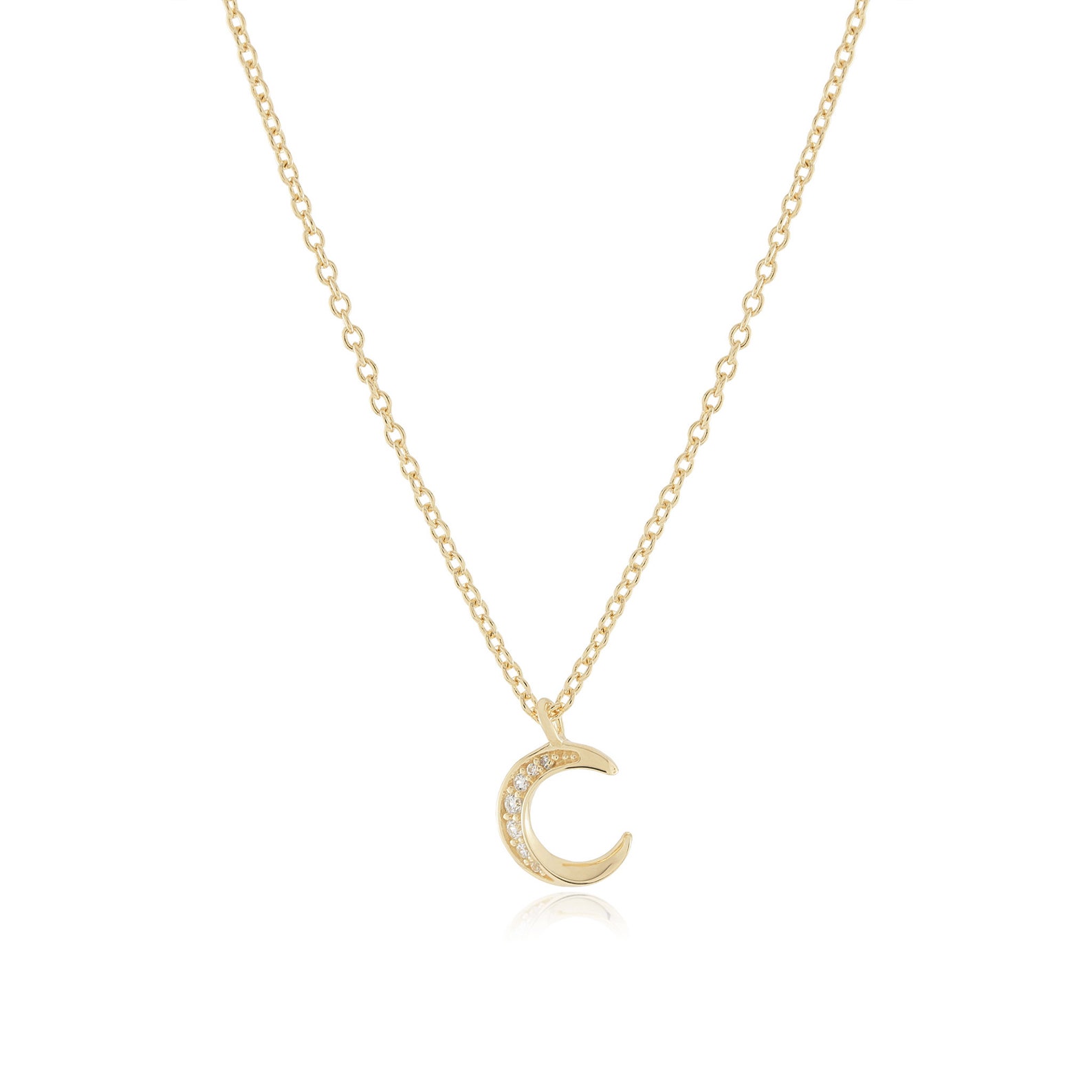 Twisted Crescent Moon Necklace in 14K Gold Vermeil, 14K Rose Gold ...