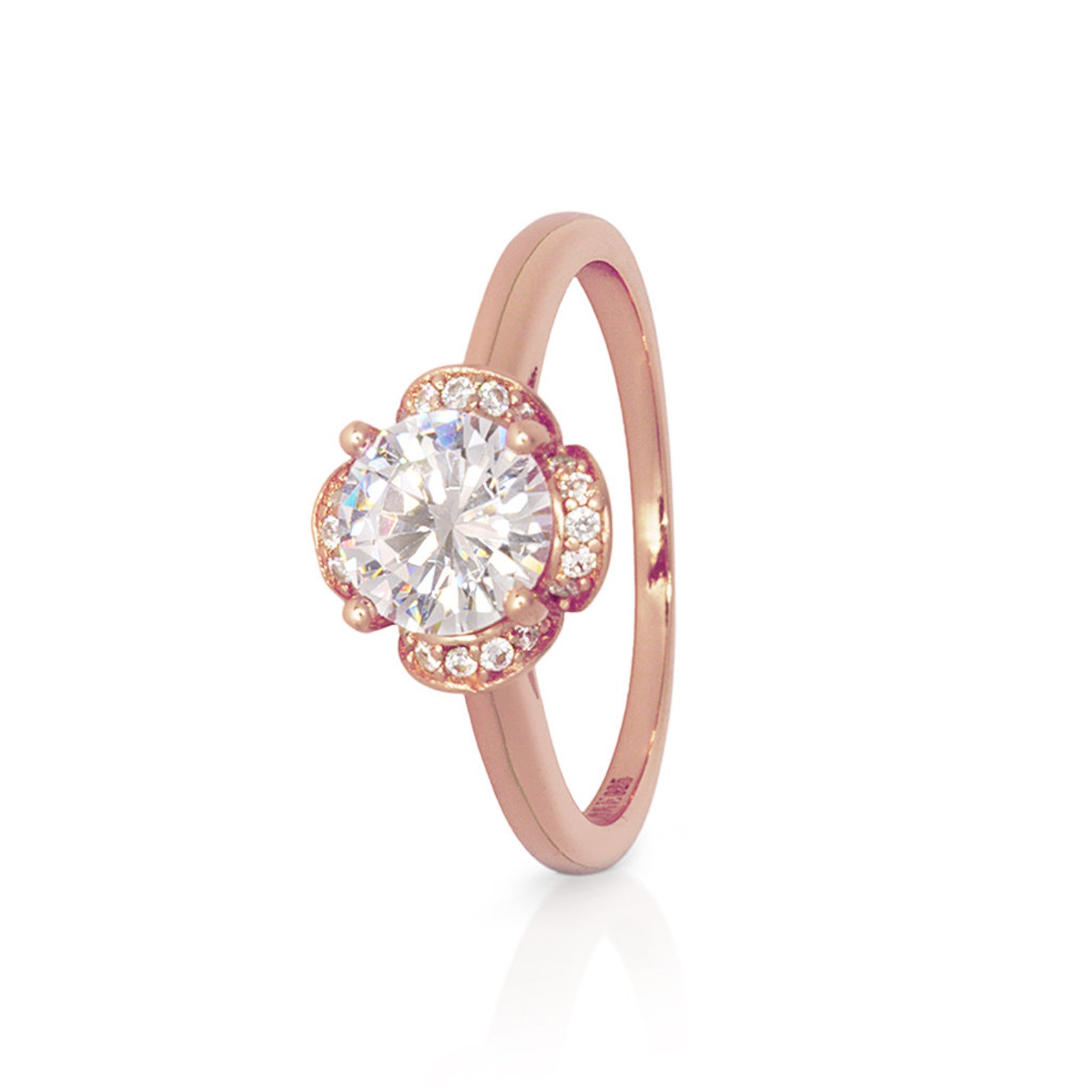 Rosette Ring in Rose Gold Sterling Silver Simulated - Etsy