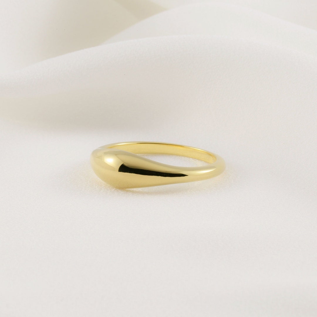 Curve Dome Ring - Dainty Gold Vermeil Ring, Rose Gold Vermeil, Bump ...