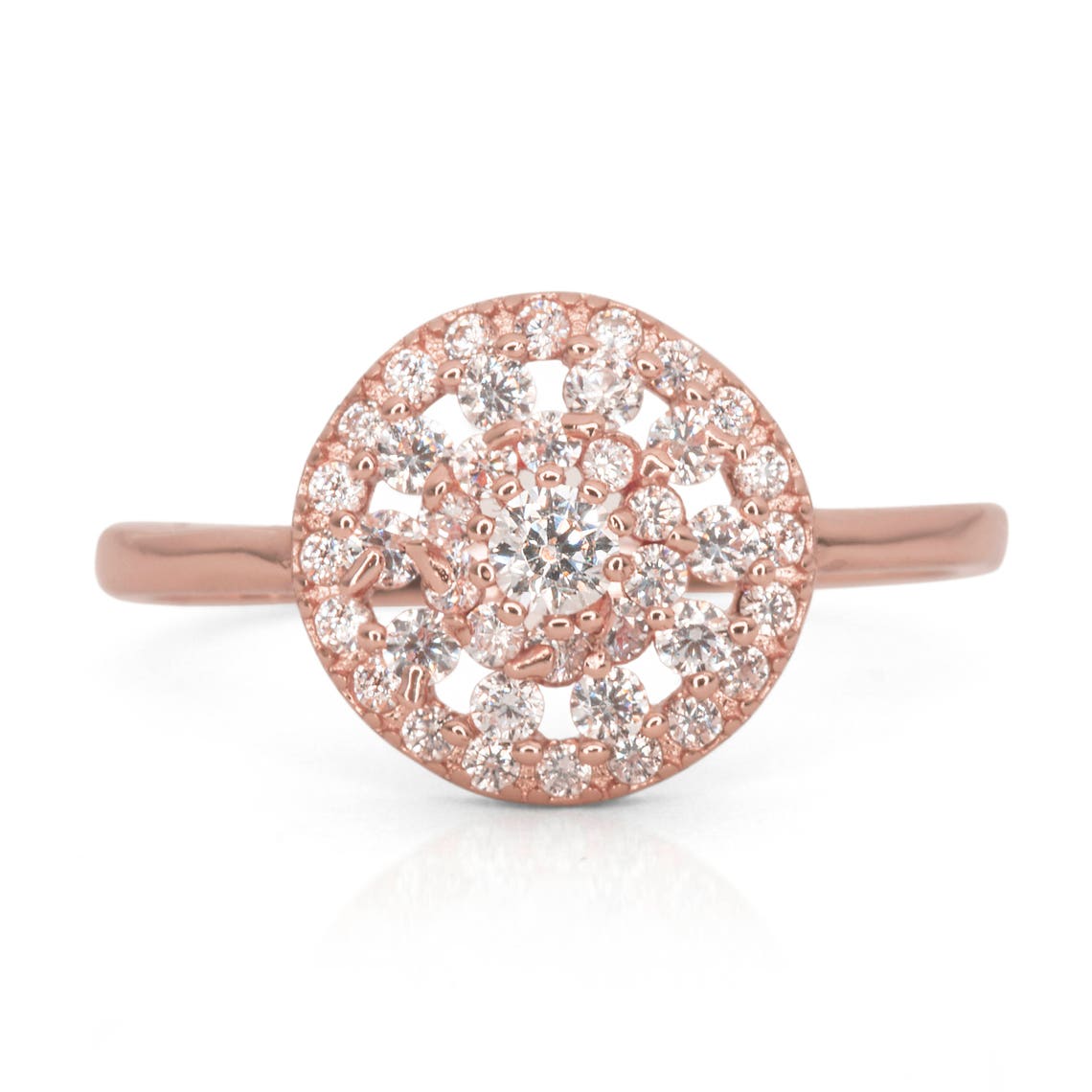 Round Delicate Rose Gold Ring With Circular Design 925 - Etsy Canada