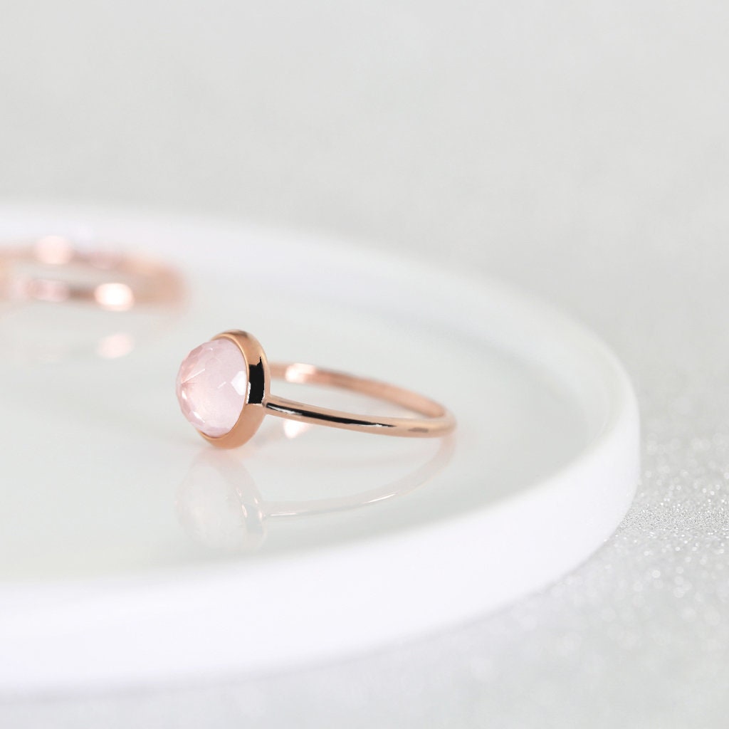 Rose Quartz Ring With 14K Rose Gold Vermeil - Pink Gemstone, Sterling ...