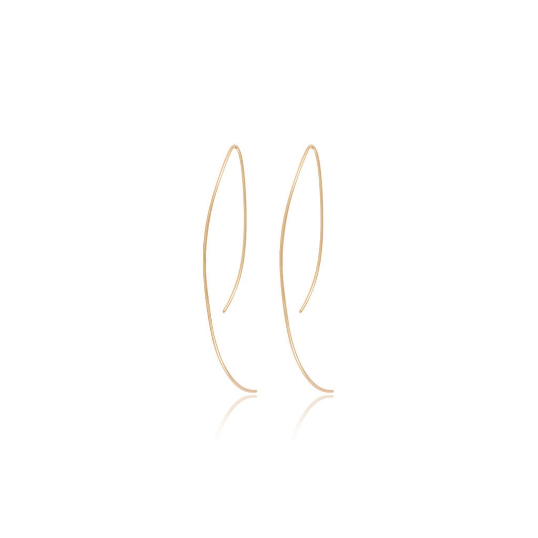 Dainty Curved Arc Threader Earring in 14K Gold Vermeil or Rhodium Over ...