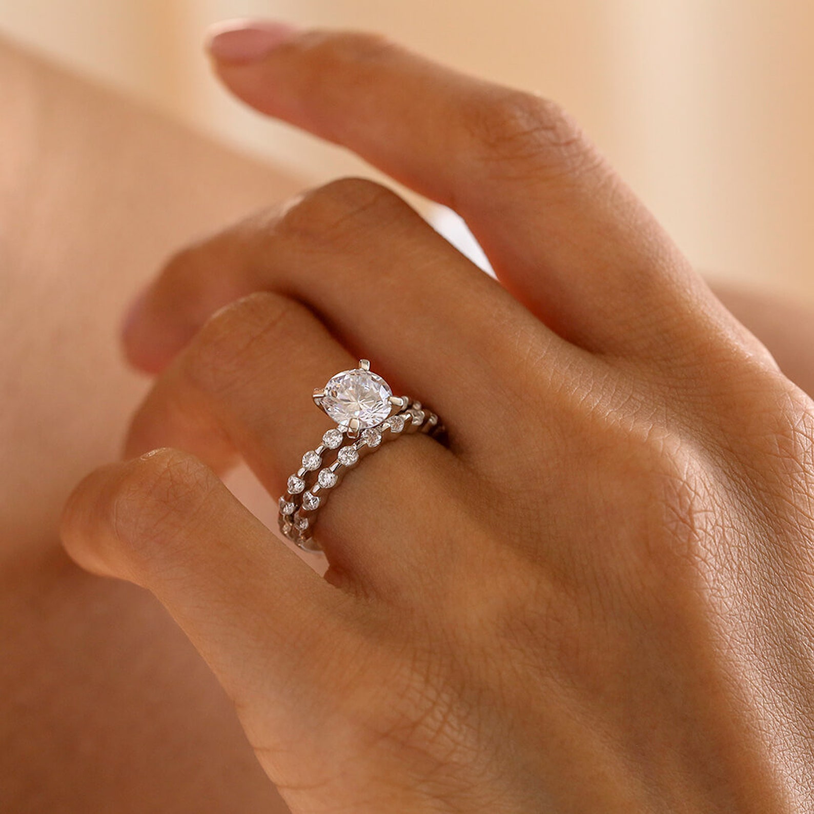 1.5 Ct Round Cut Wedding Set Wedding Rings Engagement Ring | Etsy