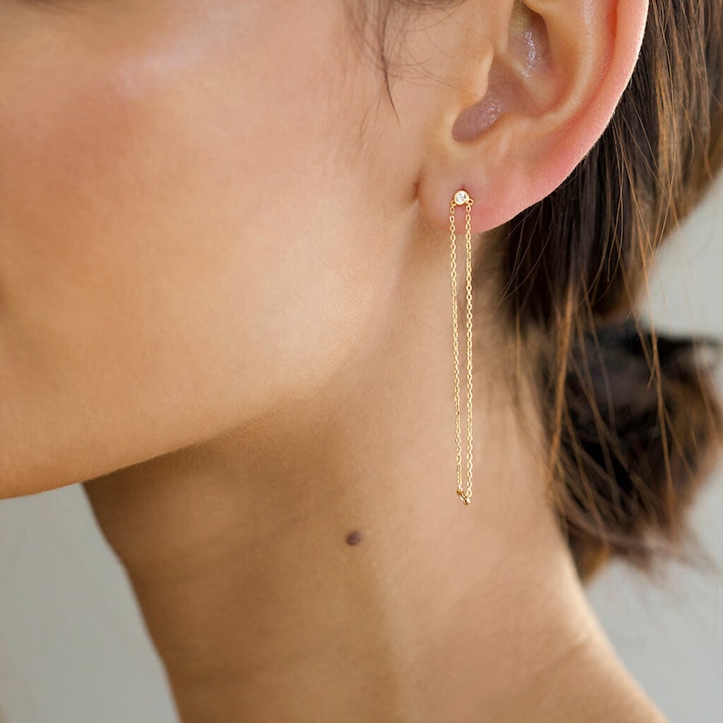 Dangling Loop Earrings in 14K Gold Vermeil or Rhodium Over Sterling ...