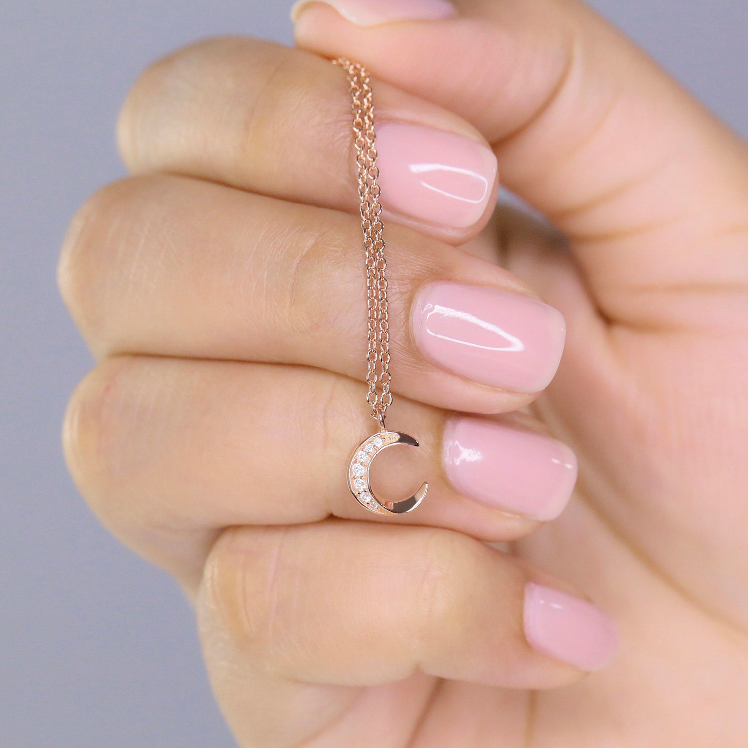 Twisted Crescent Moon Necklace in 14K Gold Vermeil, 14K Rose Gold ...