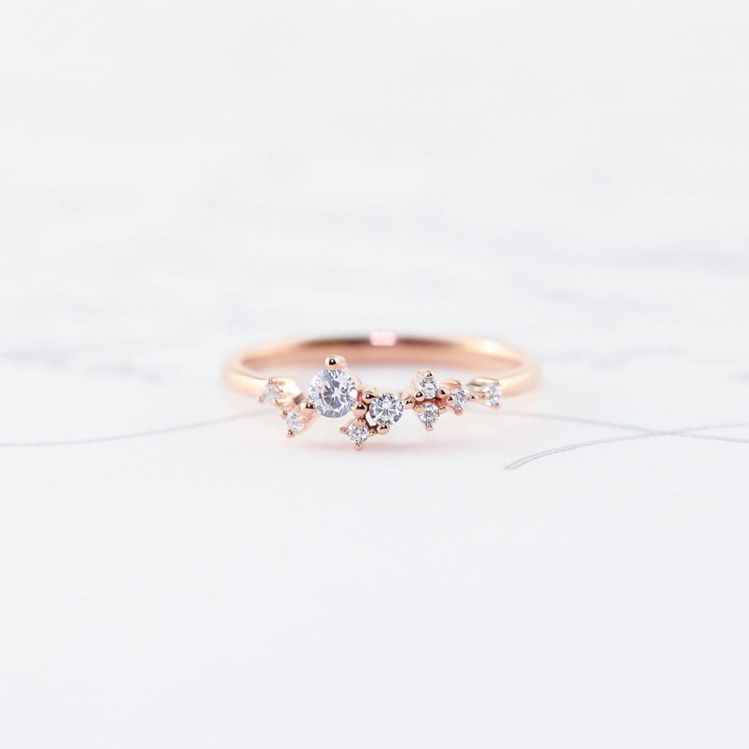 Dainty Scattered Ring, Sterling Silver, Rose Gold, 14K Vermeil, Unique ...