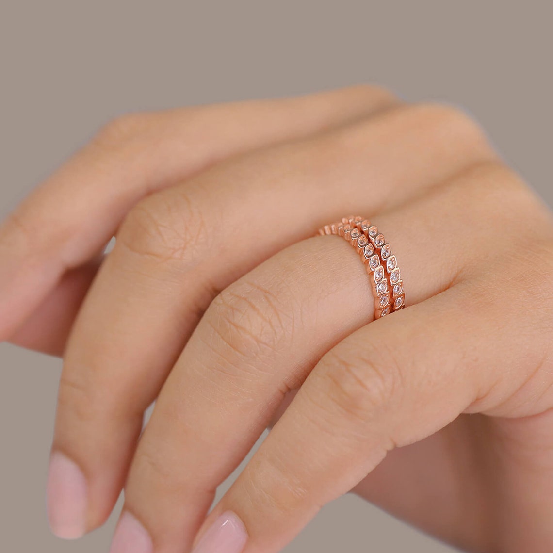Pair of Dainty Eternity Bands in Rose Gold Dainty Rings - Etsy Canada