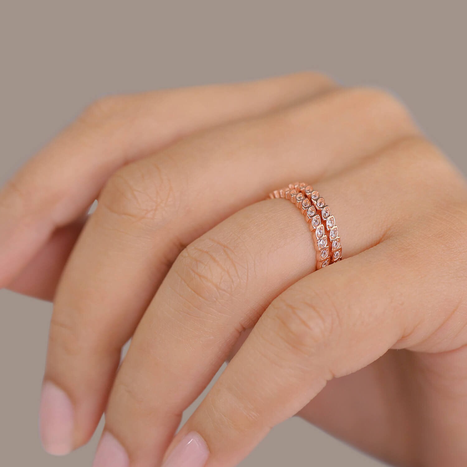 Pair of Dainty Eternity Bands in Rose Gold Dainty Rings - Etsy Canada