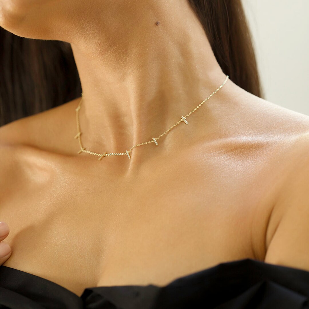 Delicate Layering Necklace - 14K Gold Vermeil or White Gold Over ...
