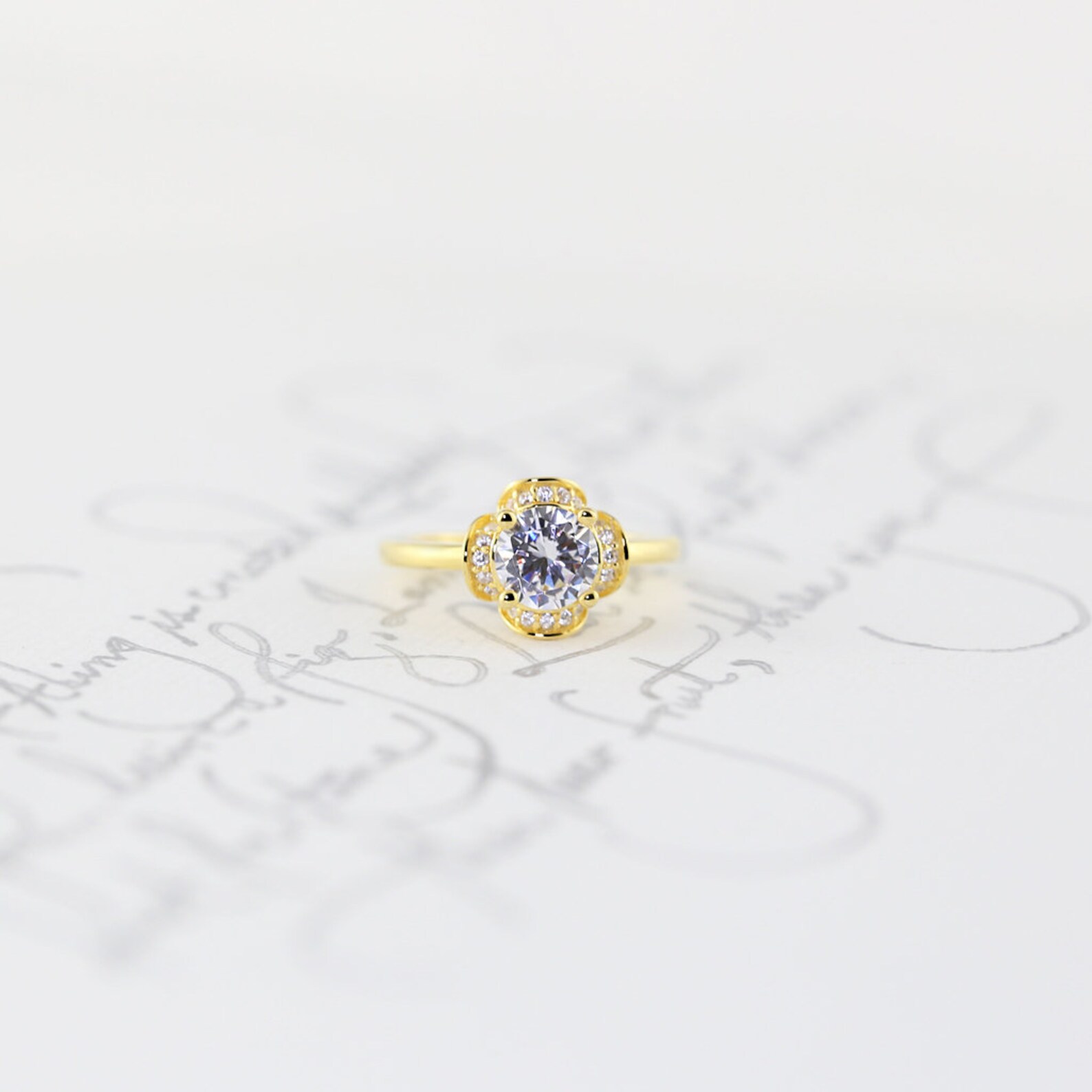 Rosette Ring in Gold Sterling Silver, Nature Ring, Nature Inspired ...