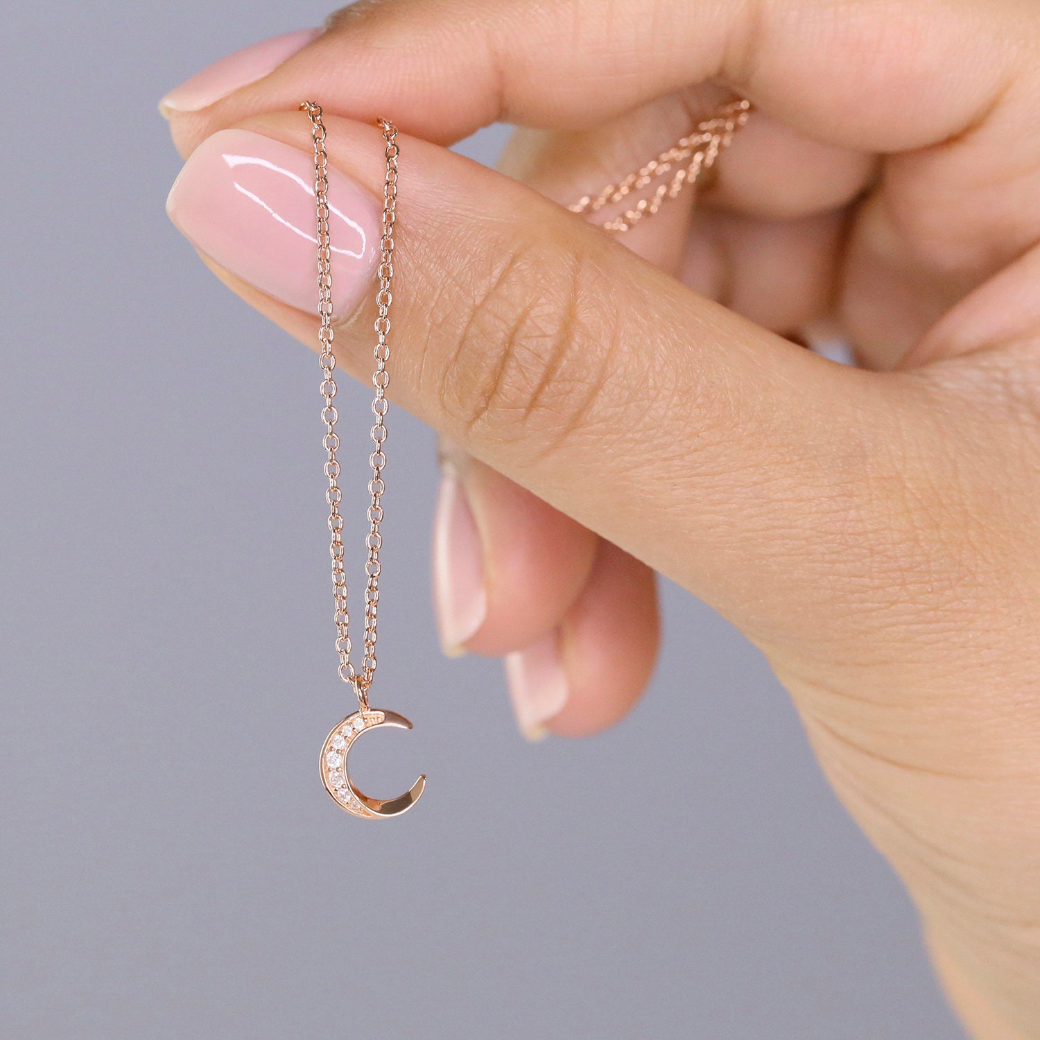 Twisted Crescent Moon Necklace in 14K Gold Vermeil, 14K Rose Gold ...