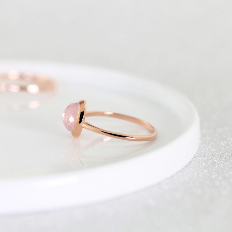 Rose Quartz Ring With 14K Rose Gold Vermeil - Pink Gemstone, Sterling ...