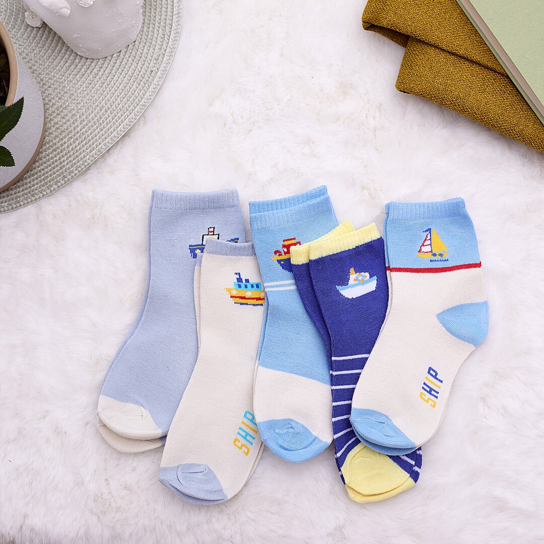 Sailboat Set of 5 Pastel-colored Socks | Cozy Fun Socks, Cool Design ...