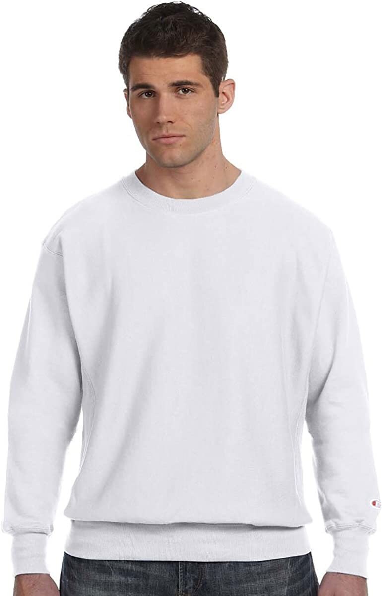 WHITE Champion Mens Sweatshirt Reverse Weave Long Sleeve Pullover ...